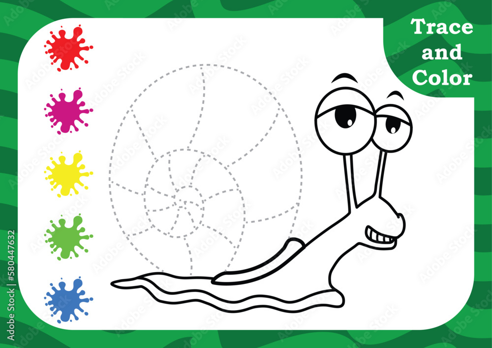 Preschool worksheet for practicing fine motor skill. Trace and color ...