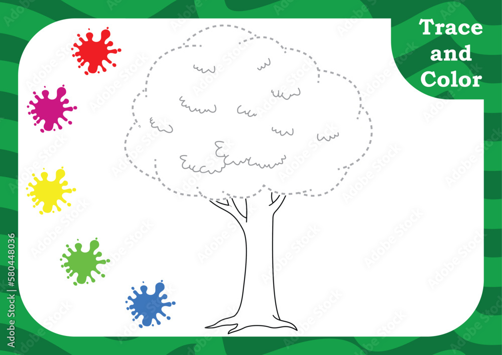 Preschool worksheet for practicing fine motor skill. Trace and color ...