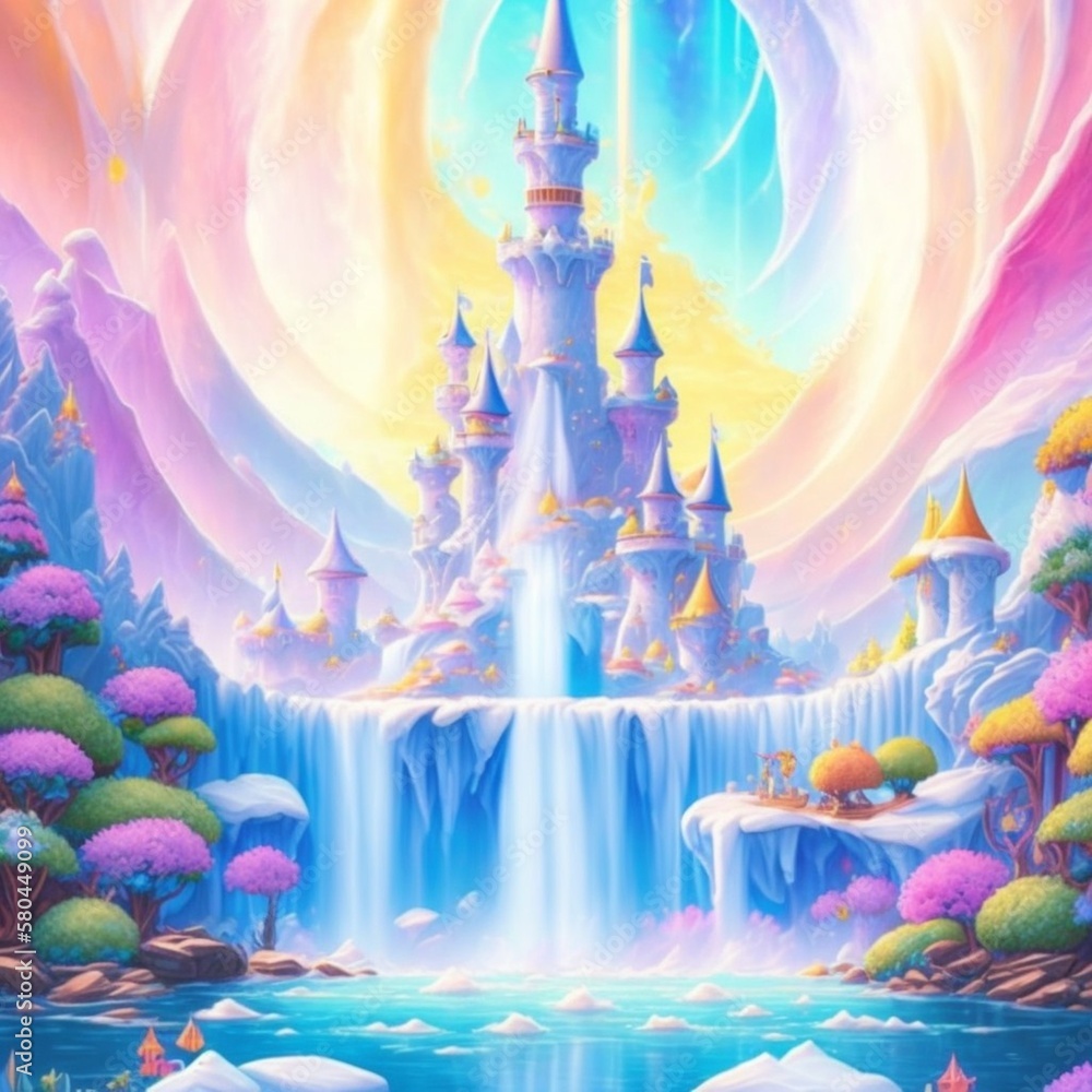 Splash art, create a print inspired by classic fairy tales like Snow ...