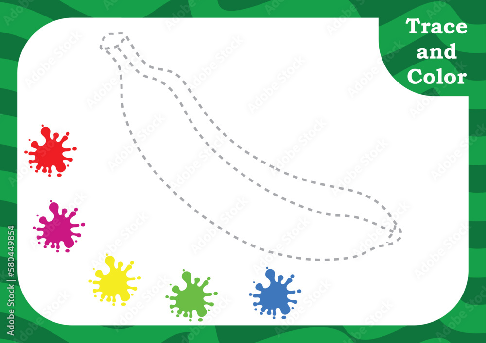 Preschool worksheet for practicing fine motor skill. Trace and color ...