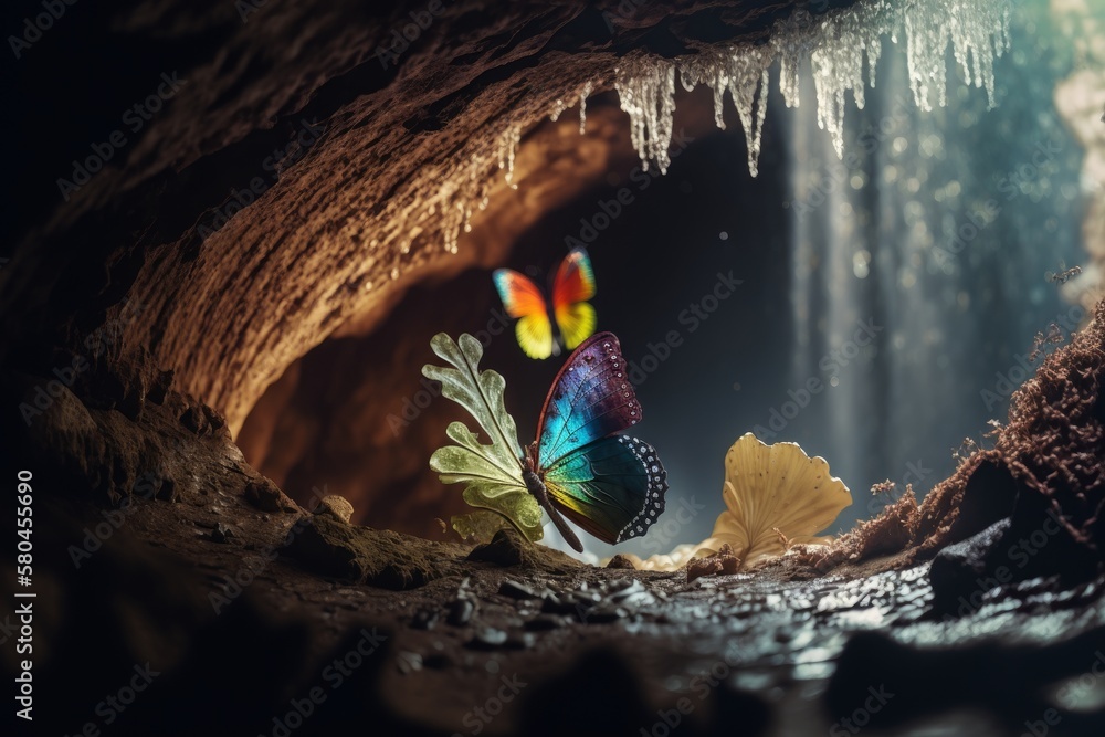 Fairy tale creature & a butterfly uncover the hidden rainbow cave ...