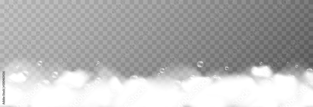 Vector foam with bubbles on an isolated transparent background. Foam ...