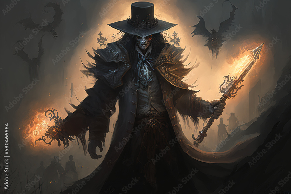 Cursed vampire hunter w/ holy weapons & magic spells, fighting evil ...