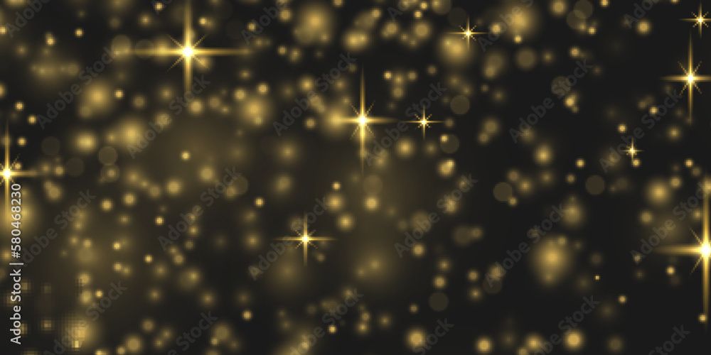 Blur yellow sparks and glitter special light effect. Fine, shiny bokeh ...
