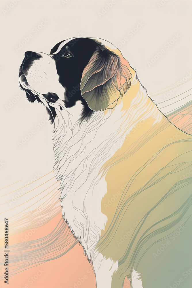 portraits of Dogs profile drawings Illustration vector pet poster ...