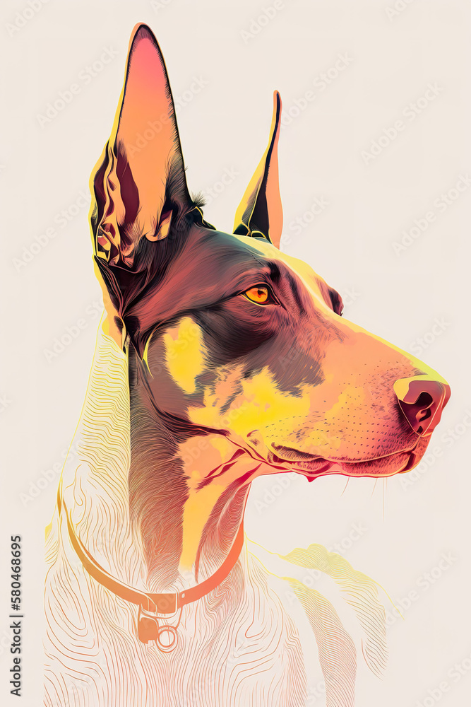 portraits of Dogs profile drawings Illustration vector pet poster ...