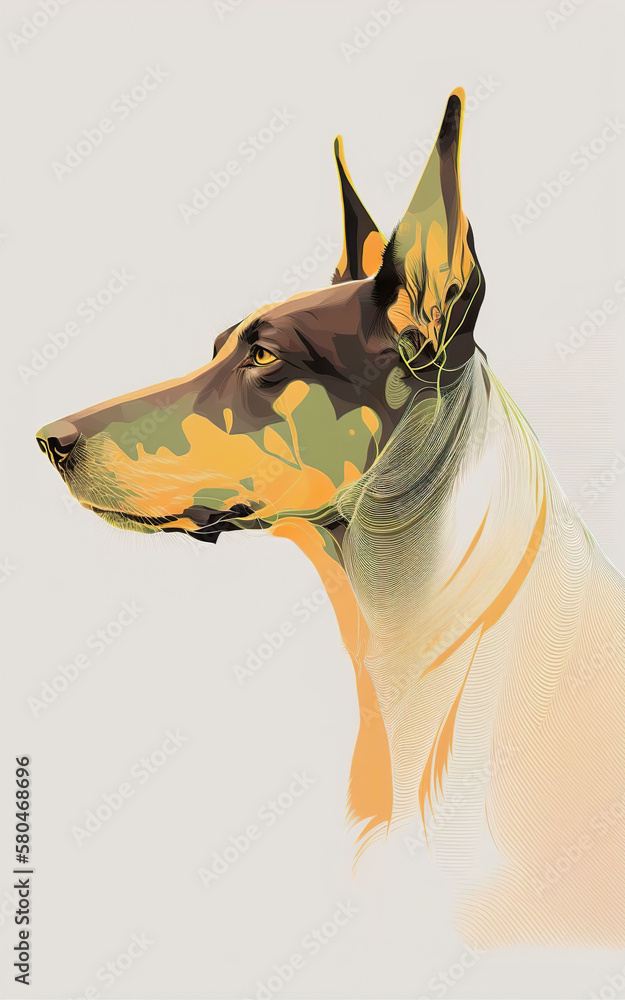 portraits of Dogs profile drawings Illustration vector pet poster ...