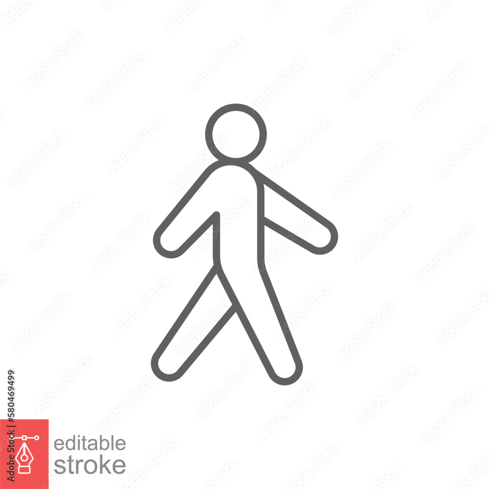 Walk line icon. Simple outline style. Pedestrian, man, pictogram, human ...