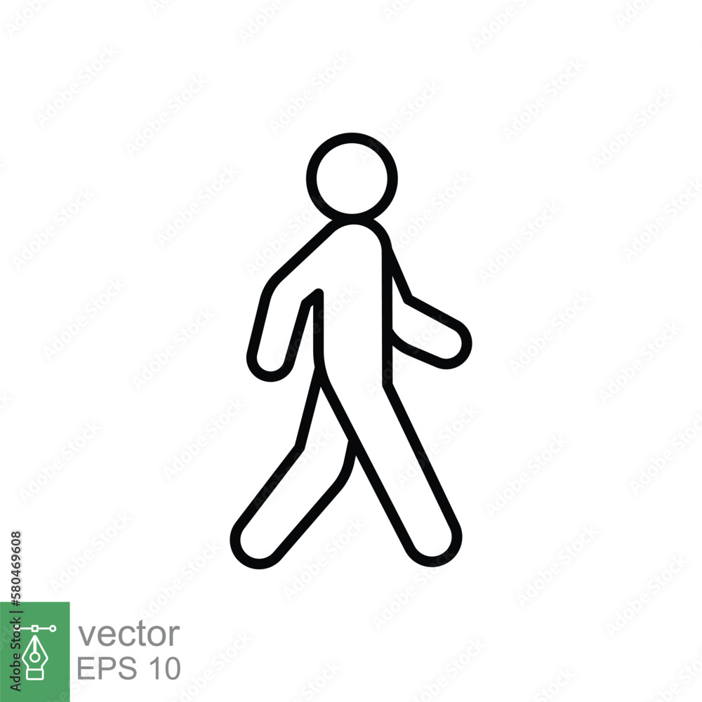 Walk line icon. Simple outline style. Pedestrian, man, pictogram, human ...