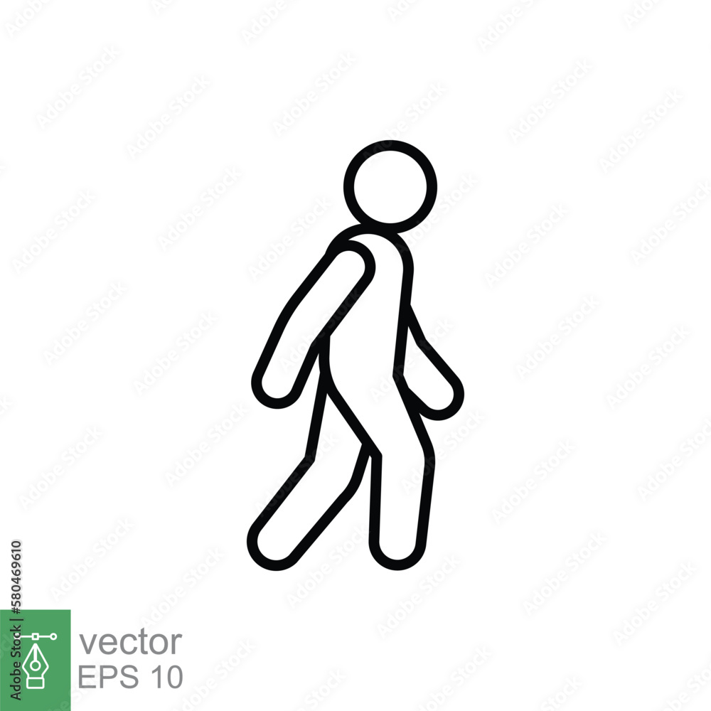 Walk line icon. Simple outline style. Pedestrian, man, pictogram, human ...
