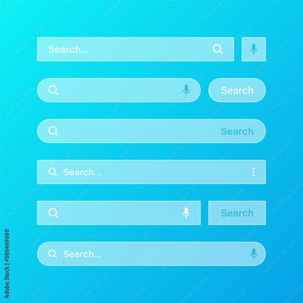 Various transparent search bar templates. Internet browser engine with ...