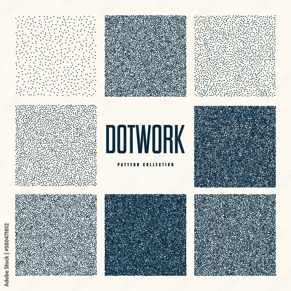 Square shaped dotted objects, vintage stipple elements. Stippling ...