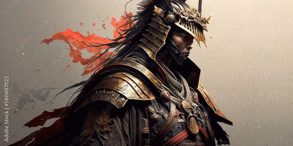 Stoic samurai warrior, fighting evil in a medieval Japan-inspired world ...