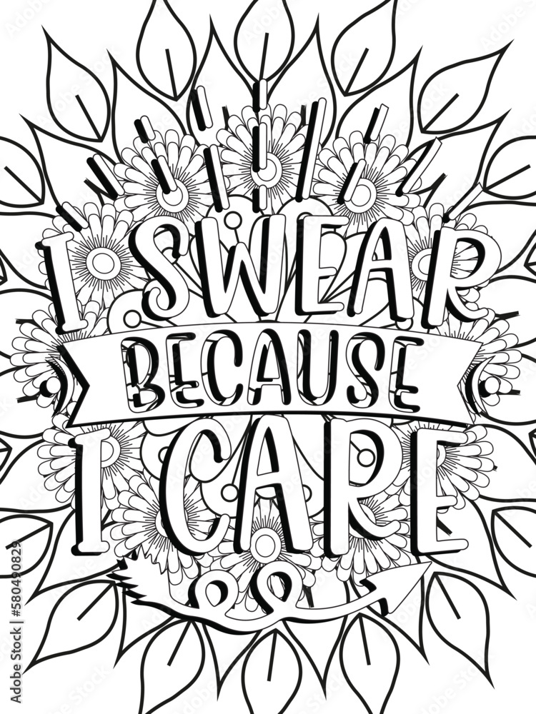 Funny-Quotes Coloring pages. Coloring page for adults and kids. Vector ...