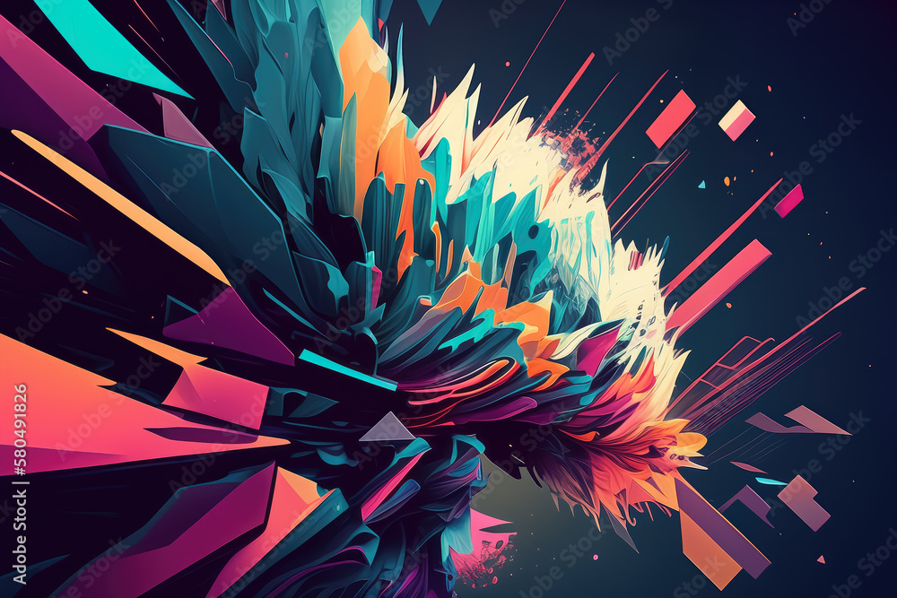 Ilustrace „Abstract digital art with glitch-inspired designs and ...