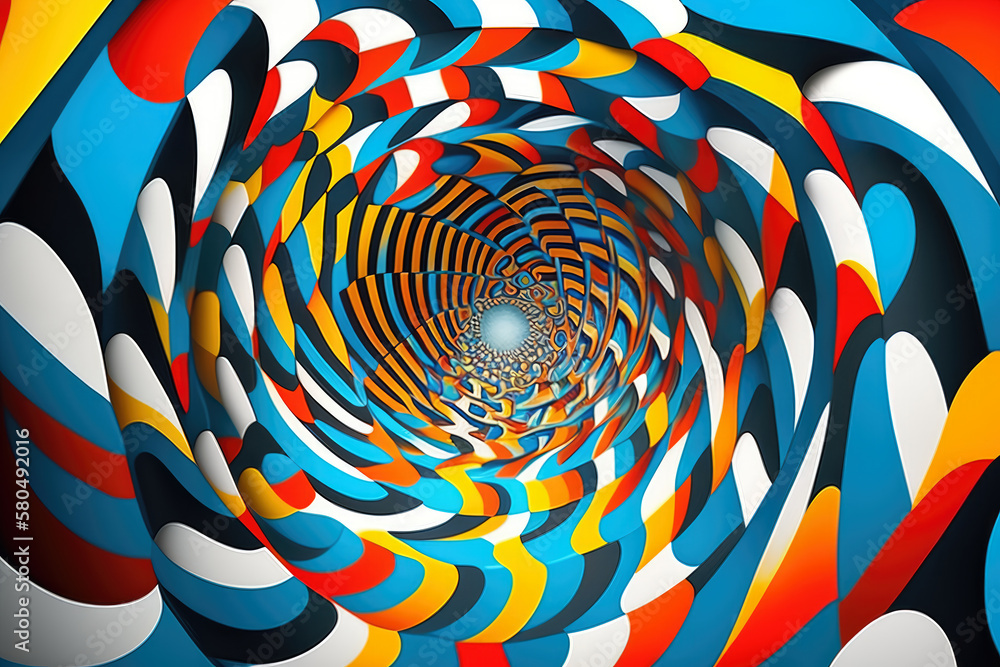 Hypnotic optical illusion pattern with repetitive shapes and vibrant ...