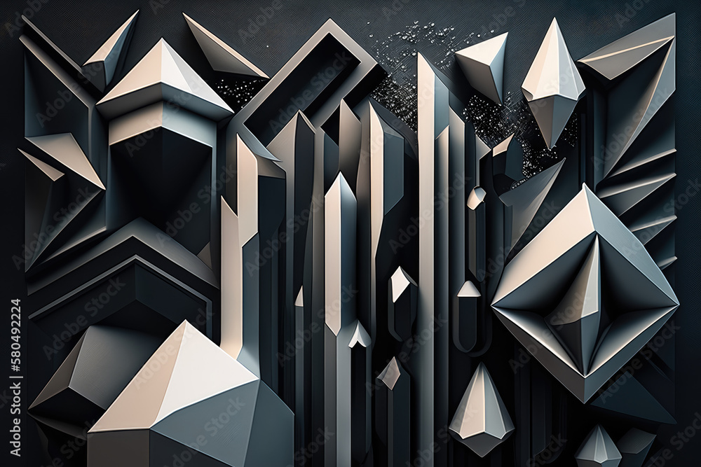 Geometric shapes in monochromatic tones with subtle gradients, creating ...