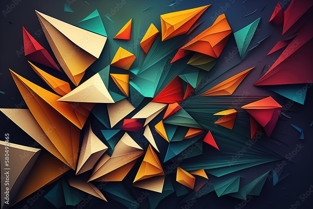 Dynamic Triangle Art in Vivid Colors and Overlapping Patterns ...