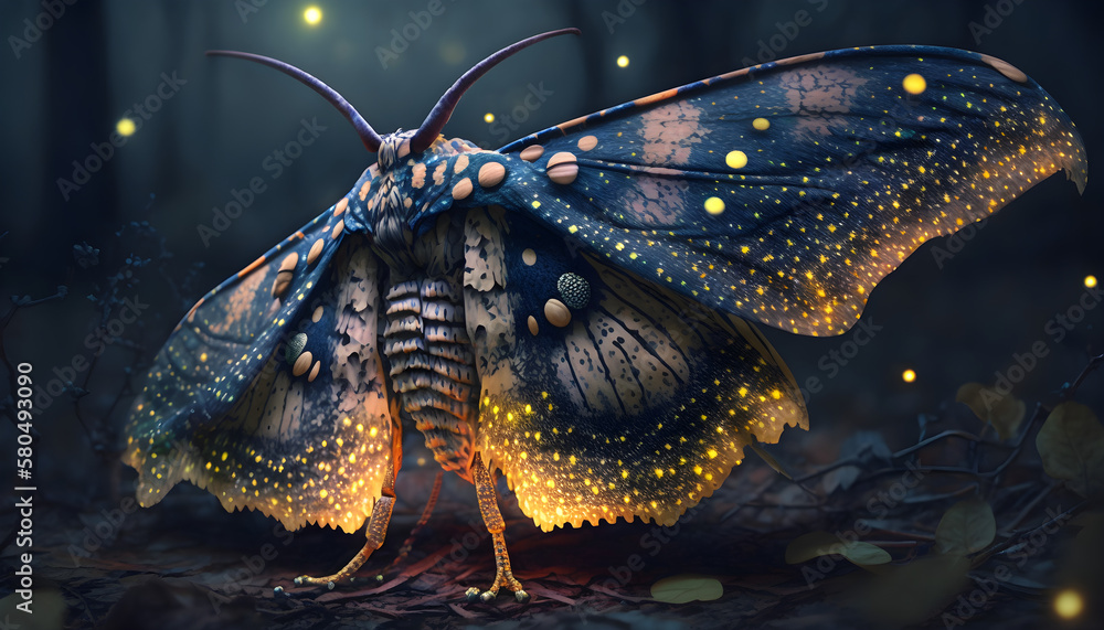 butterfly on a flower, a delicate mythological creature in a forst ...