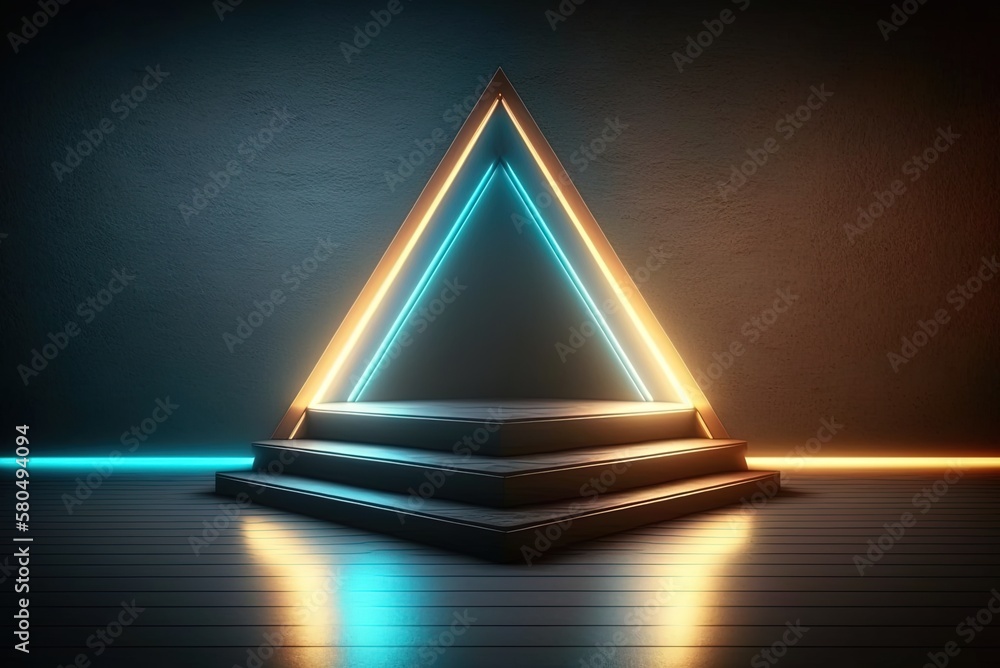 a triangular formation of neon lights Illustrated abstract backdrops of ...