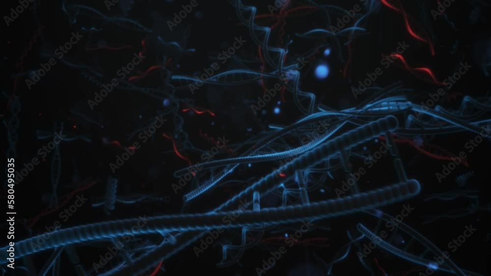 animated construction of a DNA molecule from particles. Concept ...