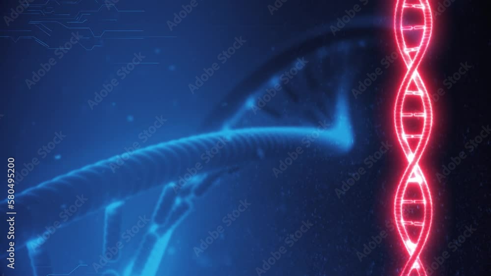 animated construction of a DNA molecule from particles. Concept ...