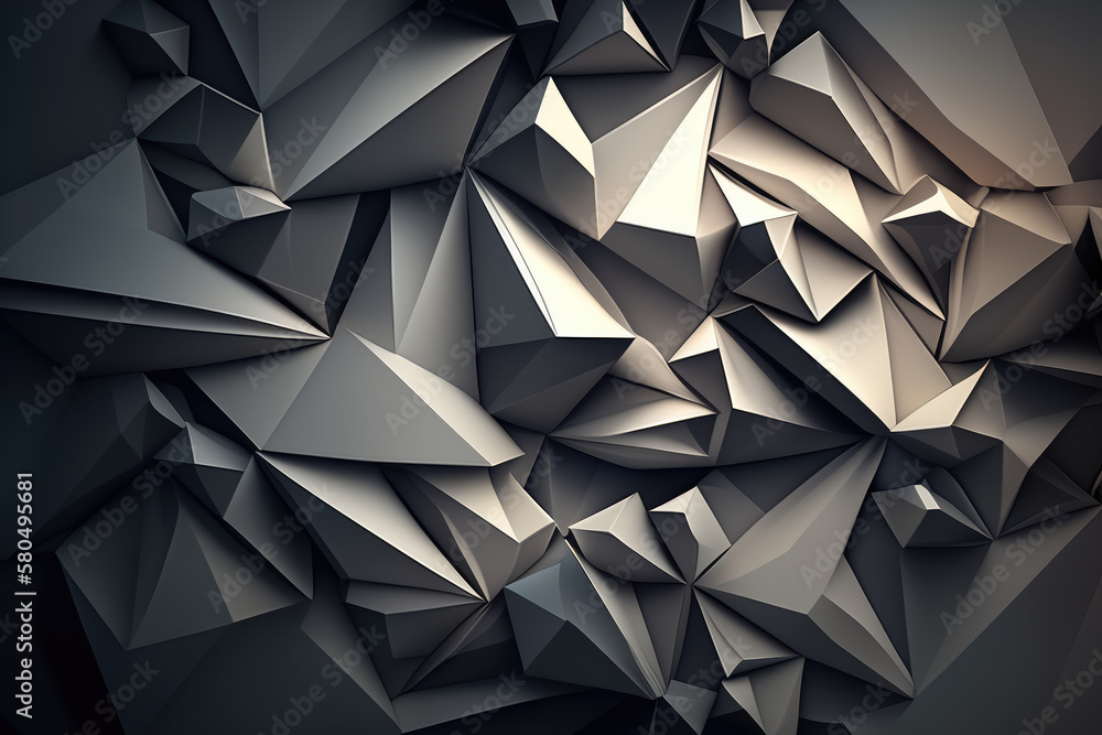 Abstract Wallpaper With Monochromatic Triangles And Polygons Arranged In A Dynamic And