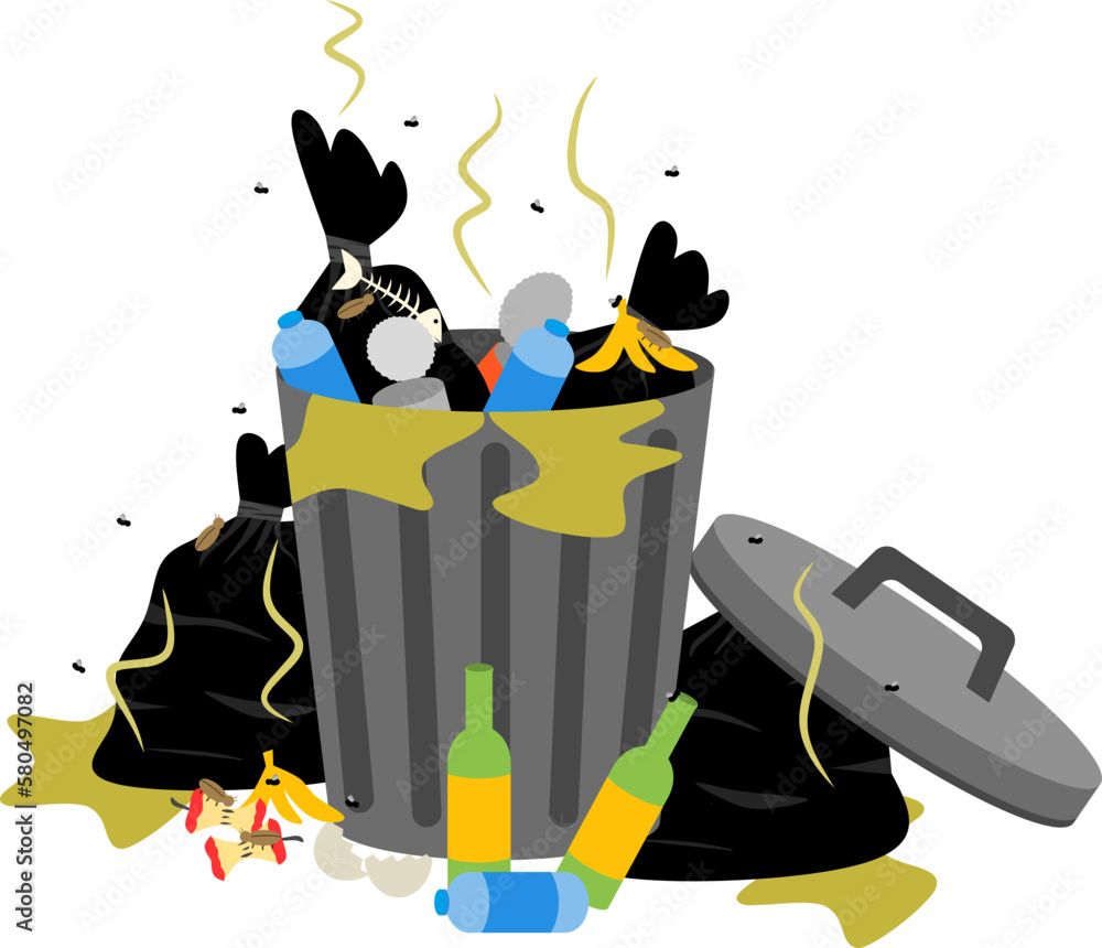Vetor de dirty trash can vector, full of messy, smelly and disgusting ... Vetor de dirty trash can vector, full of messy, smelly and disgusting ...