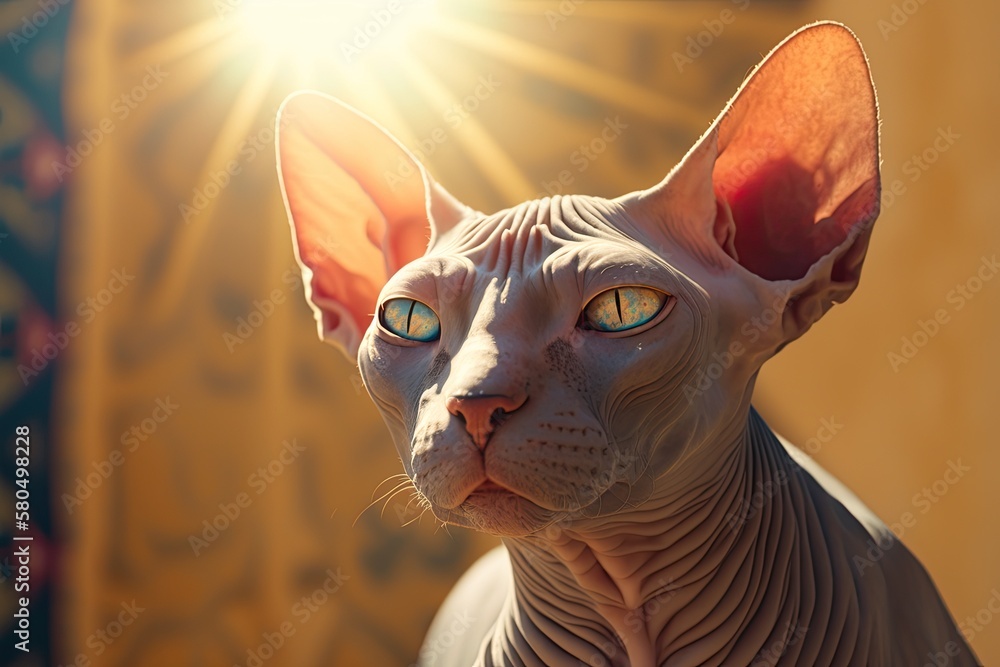 Portrait of a Canadian Sphynx cat, which is bald. Wallpaper with a ...