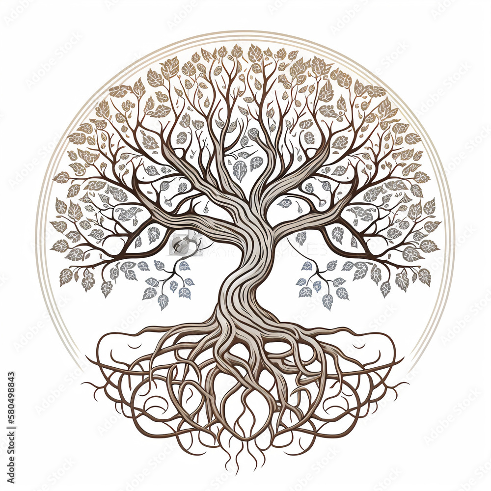 Tree of Life Embrace, Enchanting Design Showcasing a Tree with Roots ...