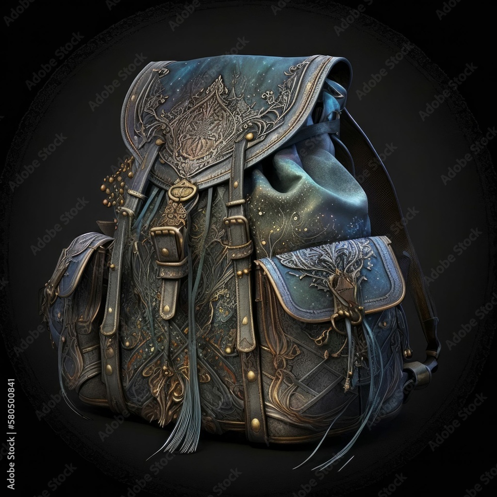 Classic Adventurer's Backpack for Medieval Fantasy RPG, Isolated ...