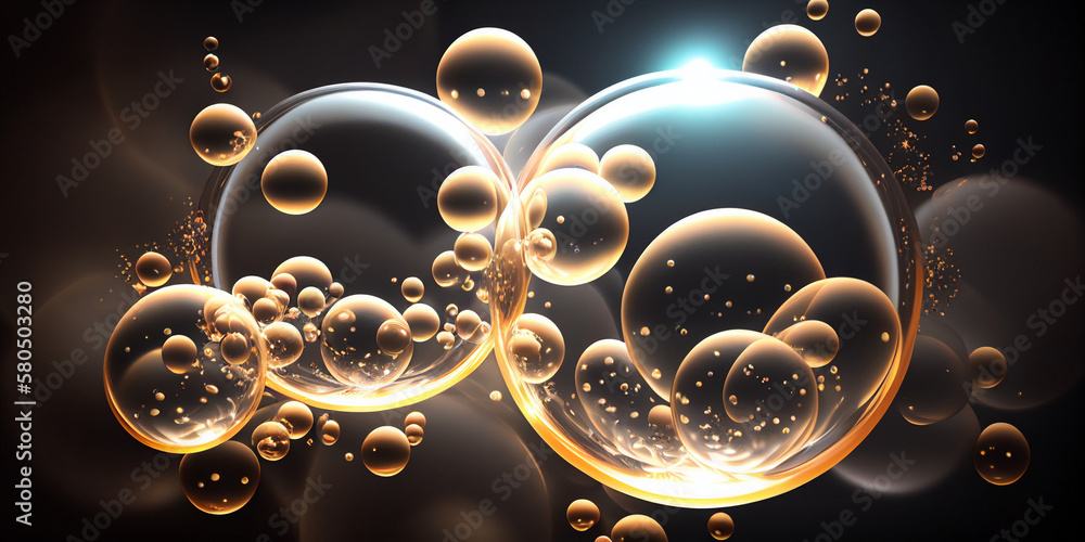 3d render, abstract background with translucent soap bubbles, wallpaper ...