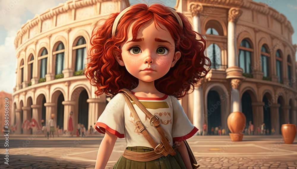 girl in ancient Rome, dressed in ancient Roman clothing. Created with ...