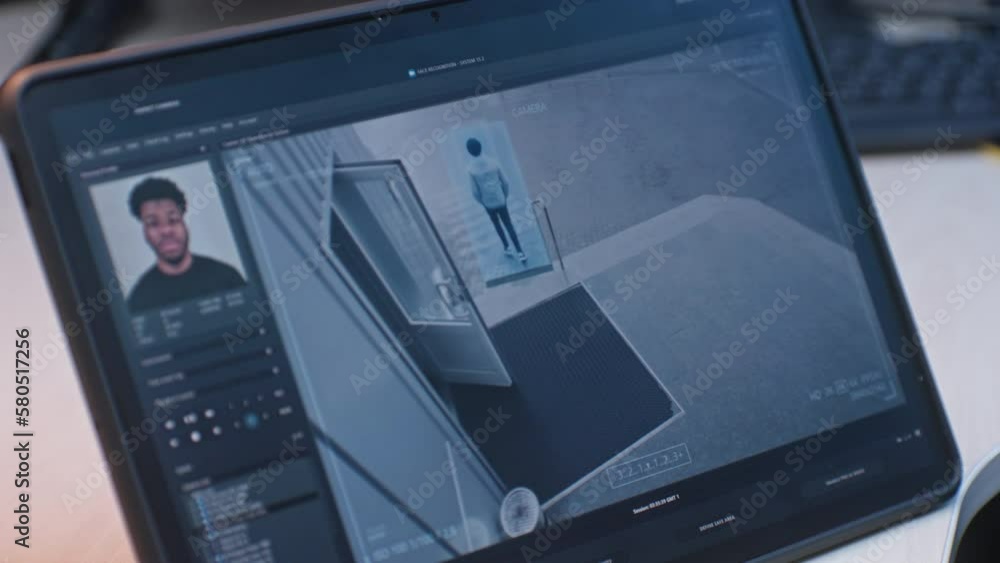 Playback from CCTV cameras in coworking office displayed on digital ...