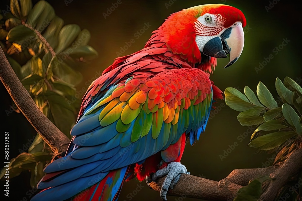 The Scarlet Macaw is a large, colorful macaw that is native to humid ...
