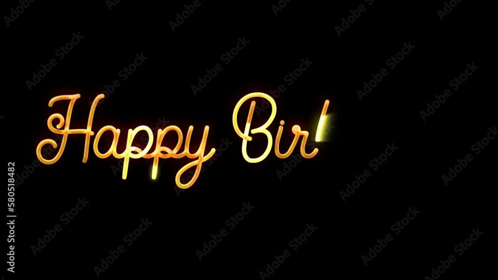 Happy Birthday Text Animated on transparent background. Happy birthday ...