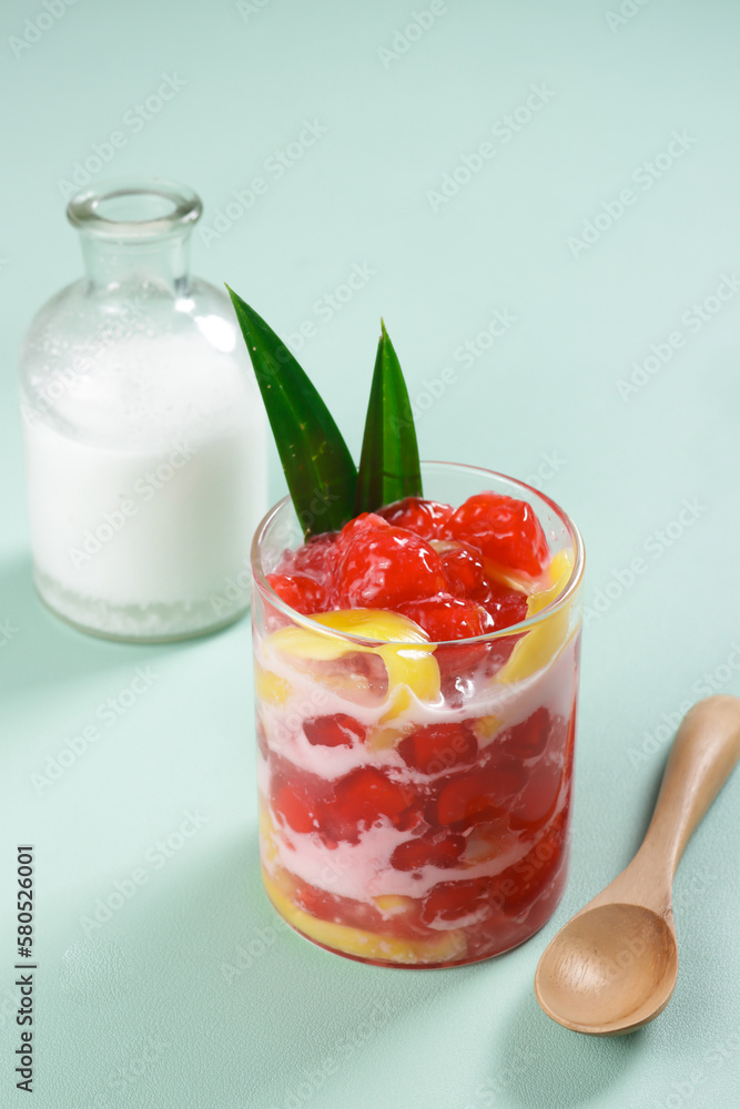 Thai Dessert Called Tub Tim Krob or Thai Red Ruby Dessert - made from ...