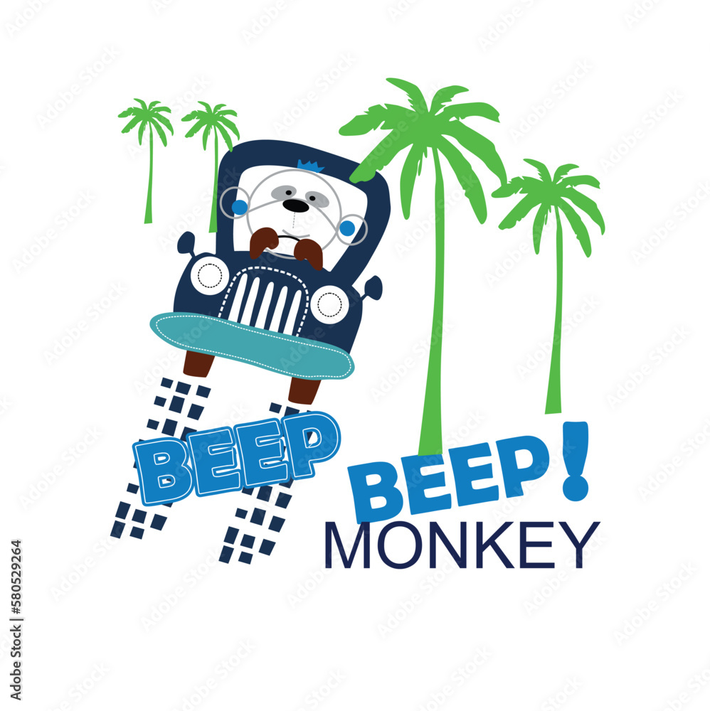 beep monkey car t shirt print vector art Stock Vector | Adobe Stock