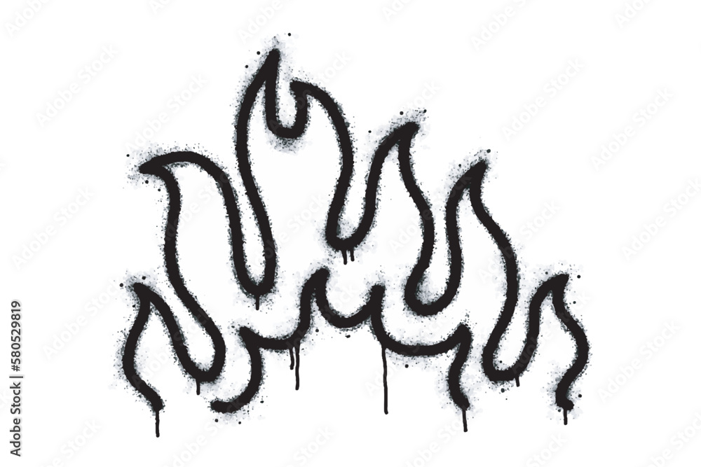 Spray Painted Graffiti Fire flame icon Sprayed isolated with a white ...