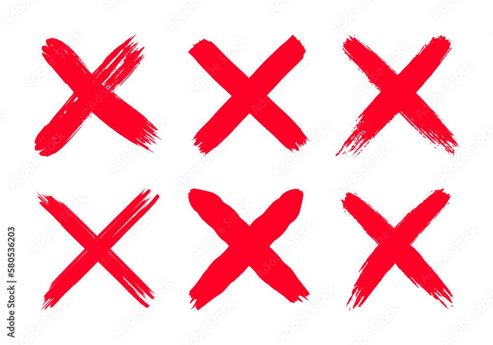 Dirty grunge hand drawn with brush strokes cross x vector illustration ...