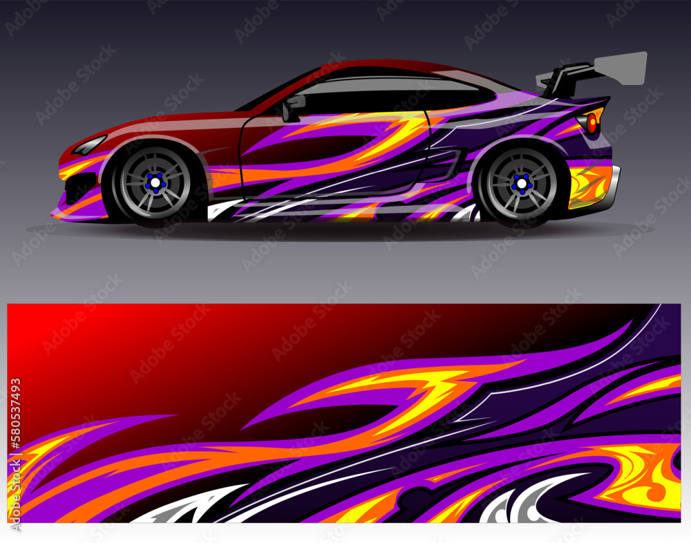 Car wrap design vector. Graphic abstract stripe racing background kit ...