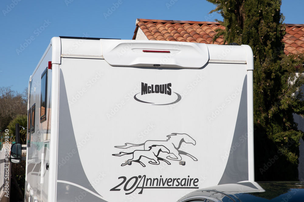 mclouis campervan sign logo and brand text on rear van motorhome mac ...