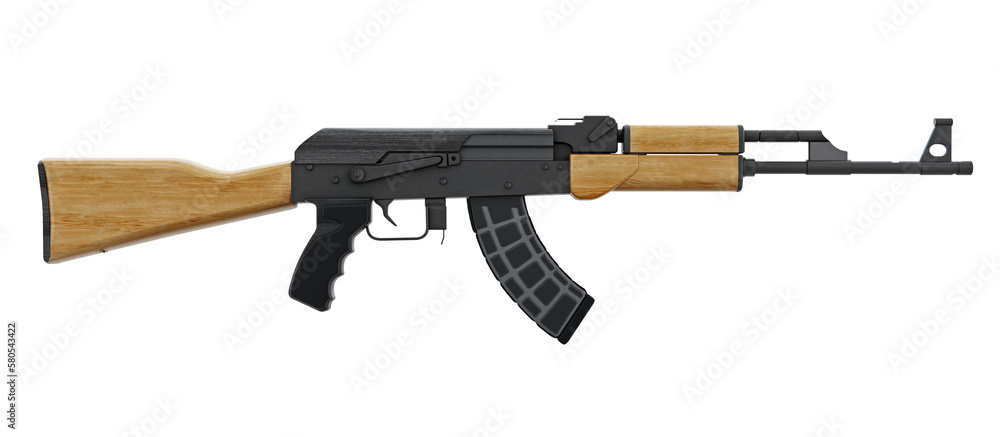Automatic rifle on transparent background. 3D illustration Stock ...