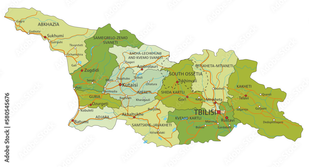 Georgia geographical map