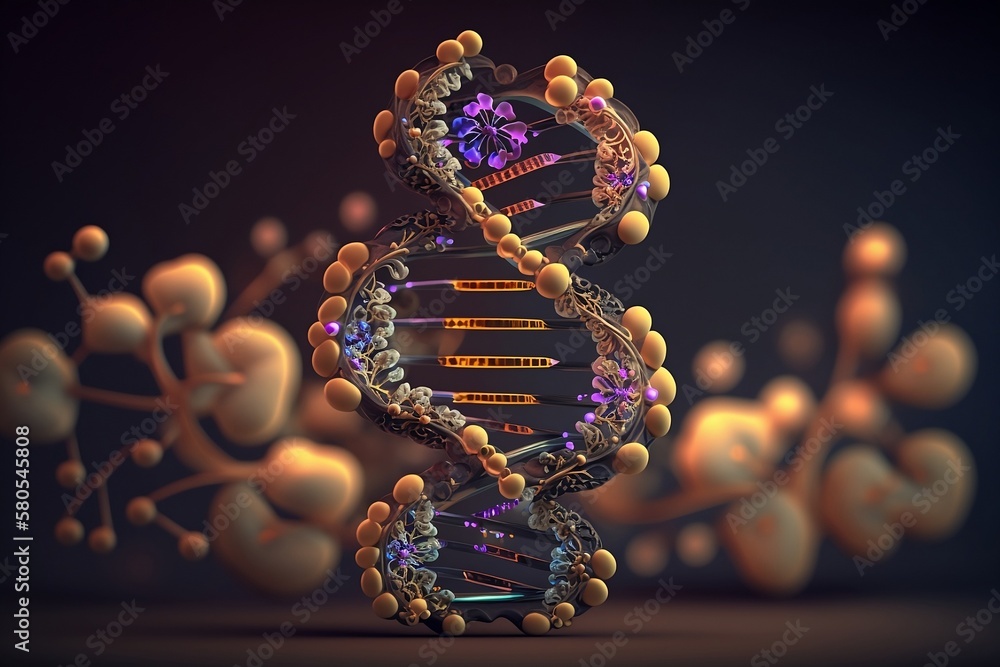Golden DNA structure. DNA day. Genetic engineering created with ...
