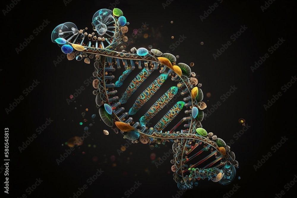 Golden DNA structure. DNA day. Genetic engineering created with ...