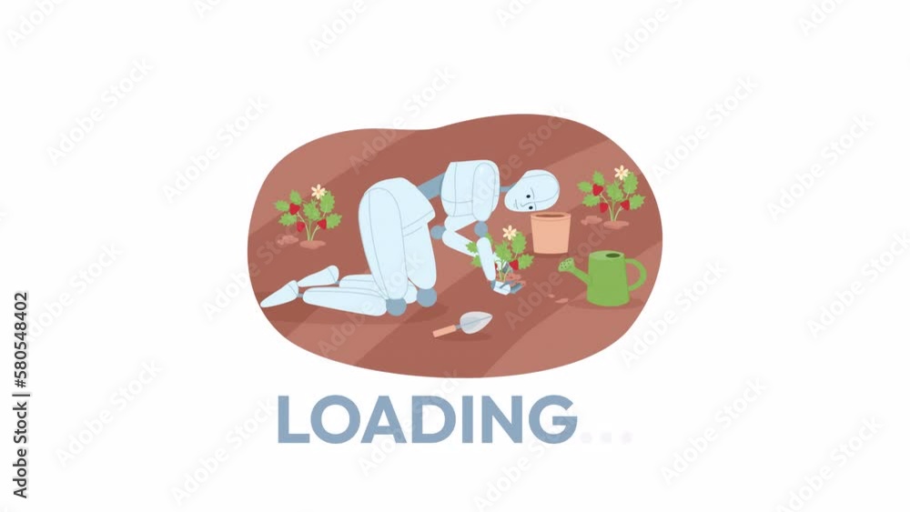 Animated AI in gardening loader. Greenhouse. Flash message 4K video ...