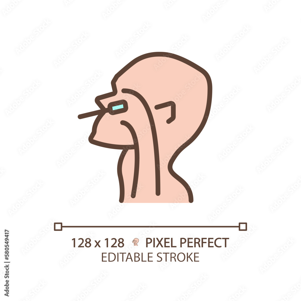 PCR test pixel perfect RGB color icon. Taking materials for covid test ...