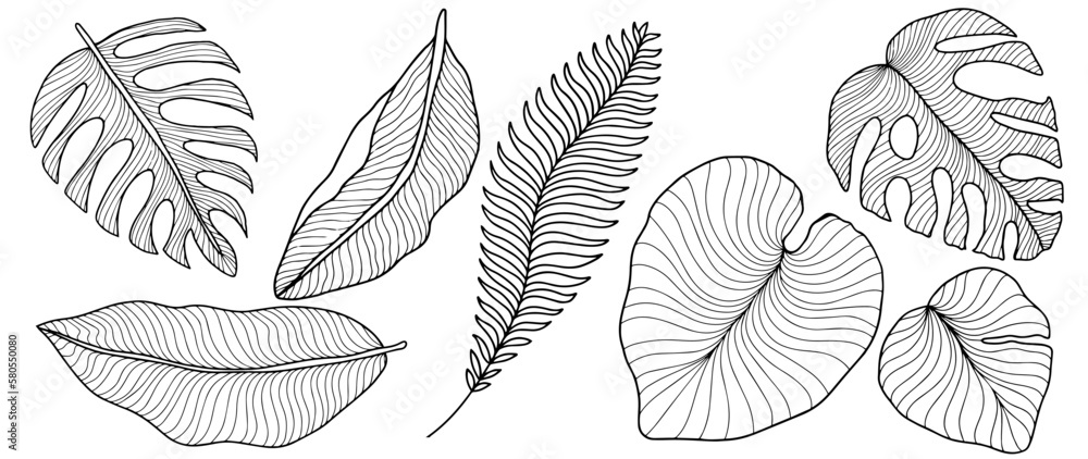 Tropical Leaves Coloring Pages