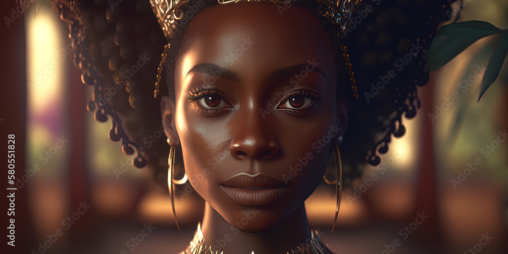 A stunning African model wearing traditional African clothing with a ...